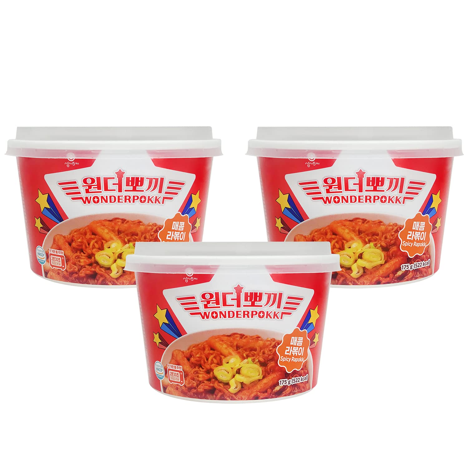 Rabokki, Tteokbokki Authentic Korean Spicy 175g (6.17oz) [Pack of 3 ...