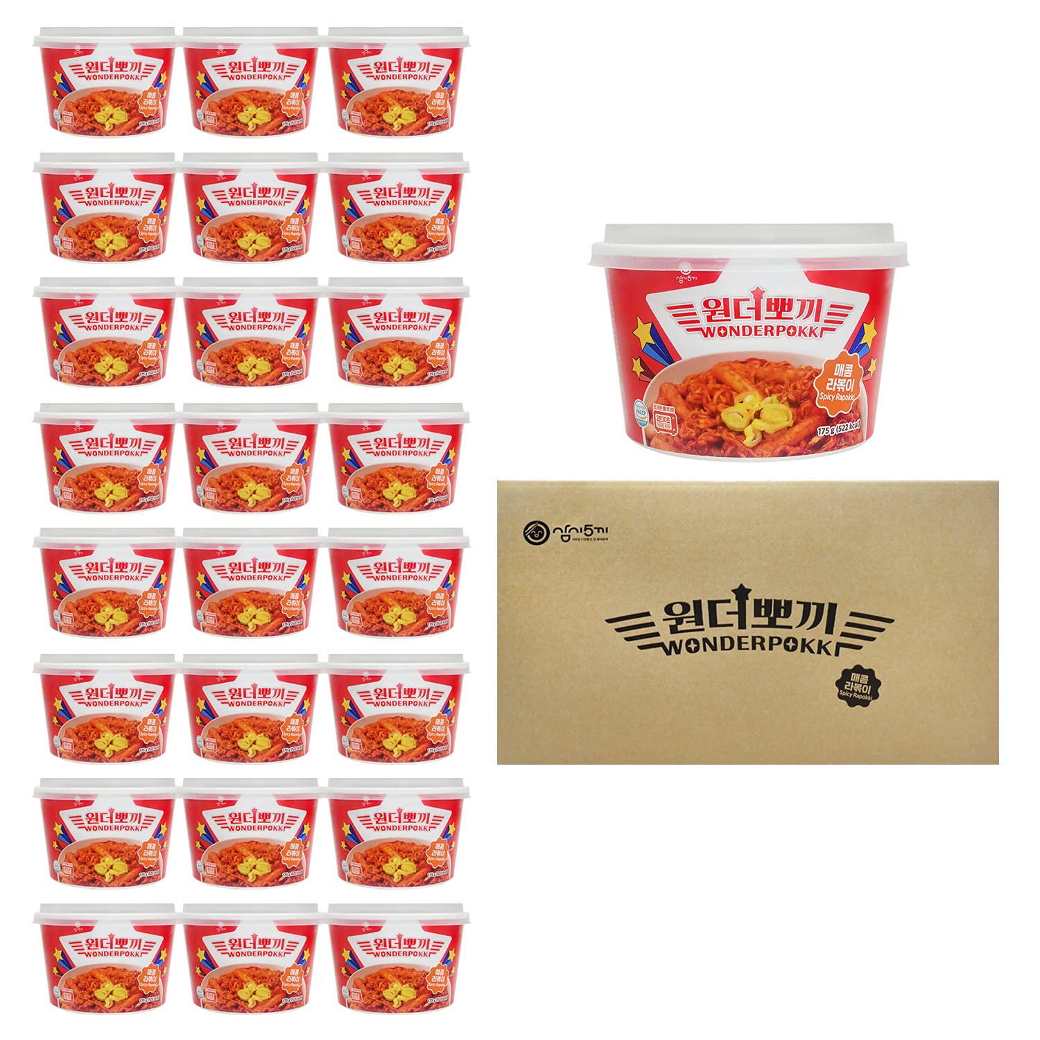 Rabokki, Tteokbokki Authentic Korean Spicy 175g (6.17oz) [Pack of 24 ...